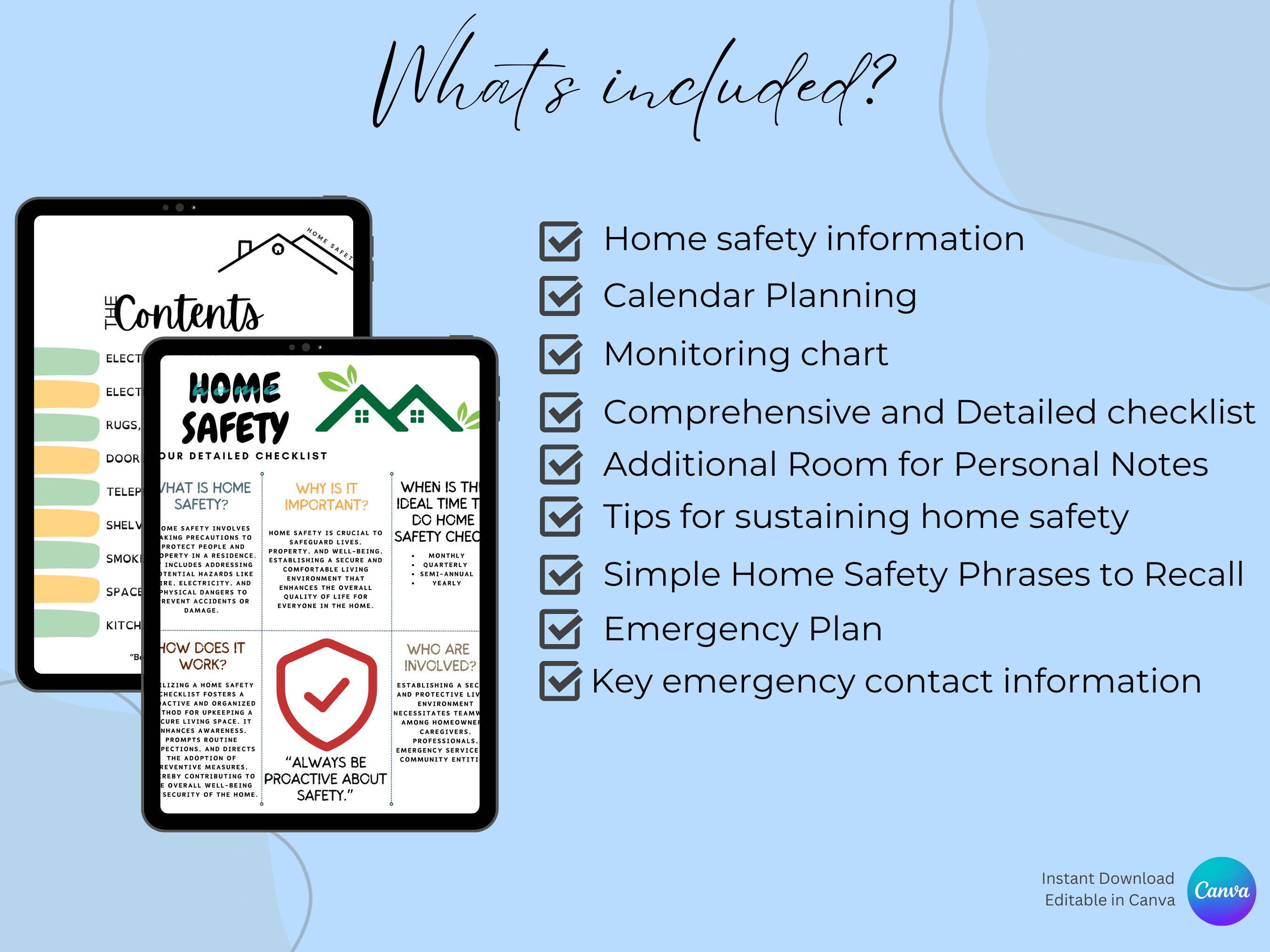 Home Safety Checklist Template Home Safety Planning for Adults Home ...
