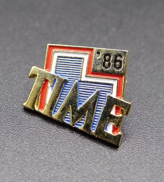 RARE! Vintage Time magazine TIME 1986 pin badge - Gem