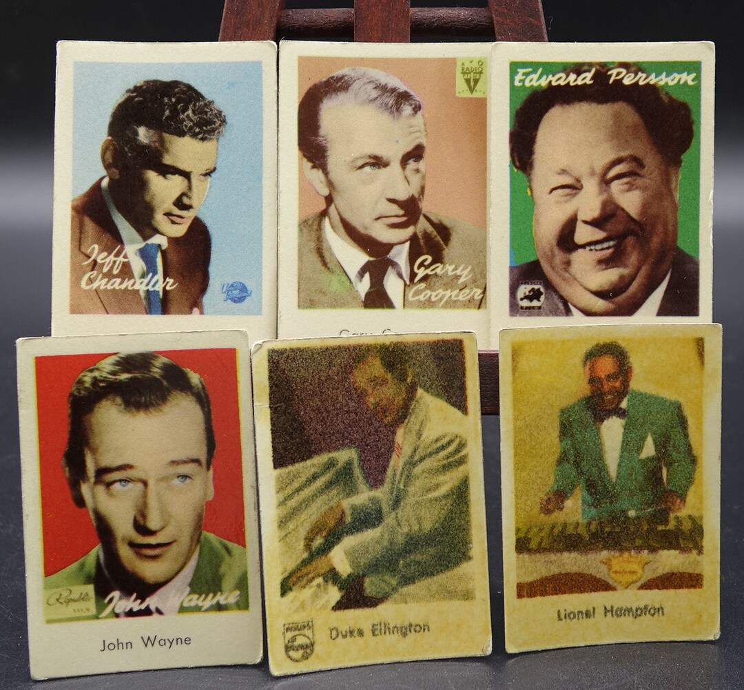 Set of 6 Vintage Trading Cards Mix Cards 1950s With Jeff Chandler, Gary ...