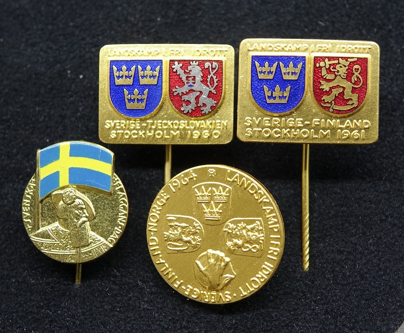 Vintage Swedish Flag and Sport Pin Badge. International Match Sveden ...