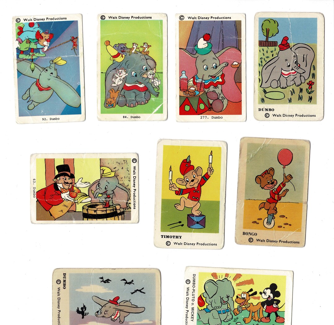 Set of 9 Vintage Trading Cards DUMBO. Walt Disney Productions Dumbo ...