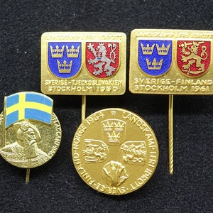 Vintage Swedish Flag and Sport Pin Badge. International Match Sveden ...