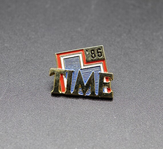RARE! Vintage Time magazine TIME 1986 pin badge - Gem