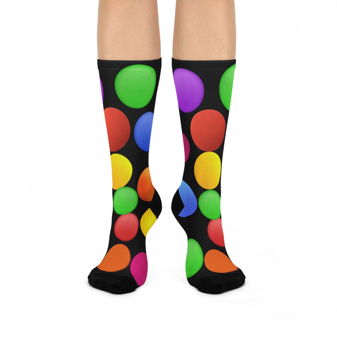 Bright Knits Delight Colorful Dots Socks Novelty Socks Unisex Socks ...