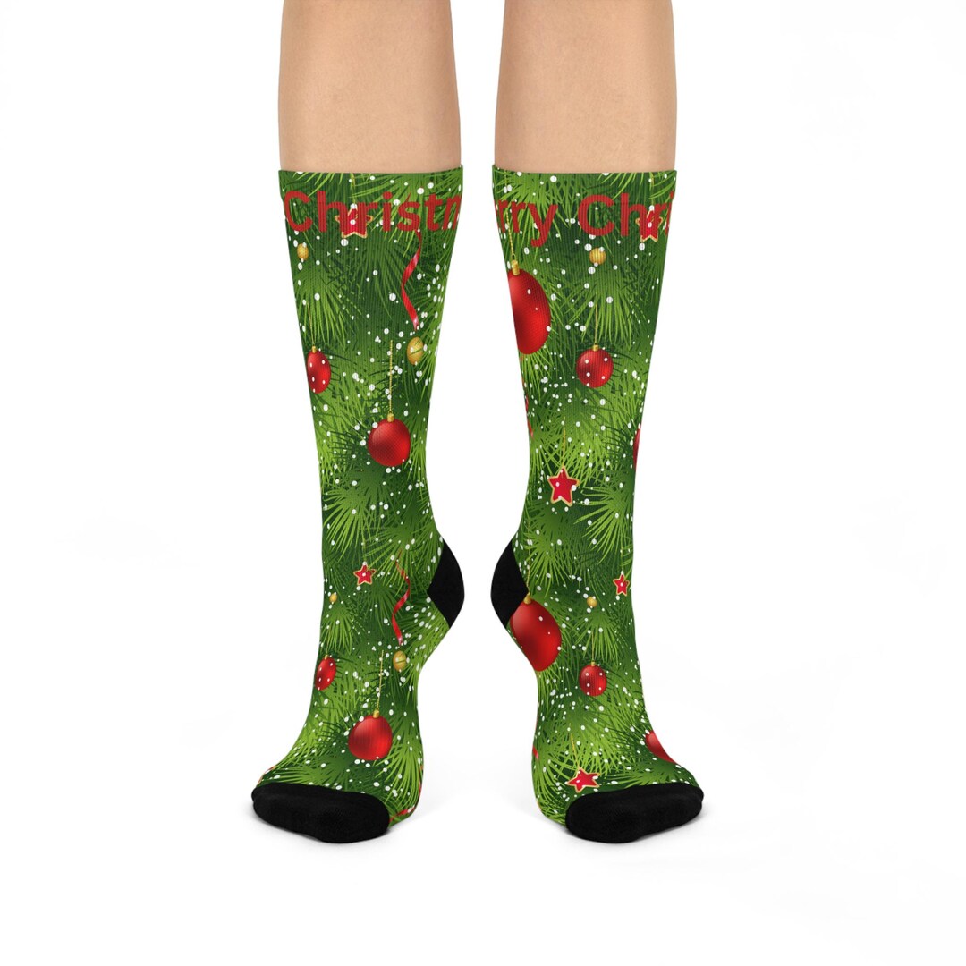 Festive Christmas Cushioned Crew Socks - Cozy Holiday Gift, Winter ...