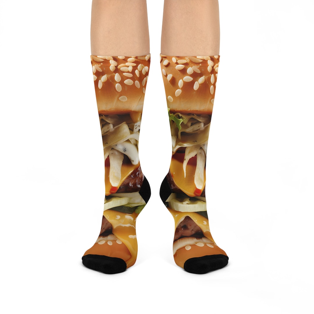 Burger Lover's Delight Hamburger Socks Fun Foodie Fashion Gift for Fast ...