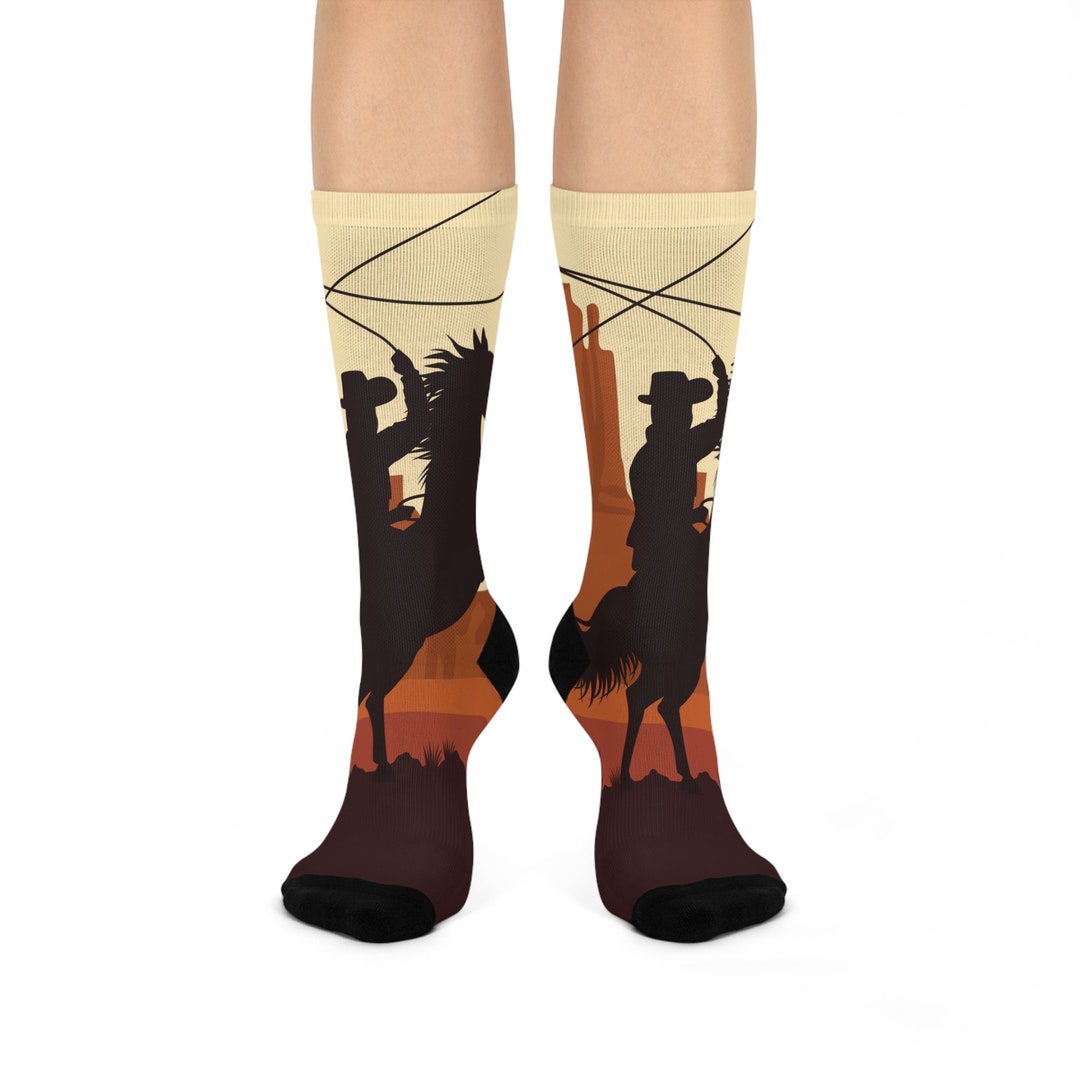 Cowboy Way Wild West Socks Happy Wild West Socks Western Rodeo Novelty ...