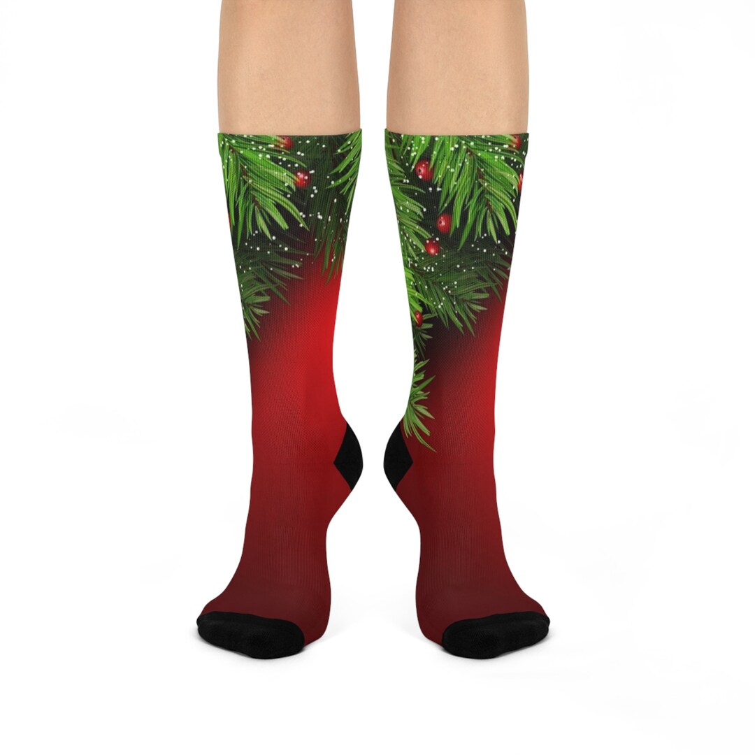 Christmas Holly Red Berry Socks - Etsy