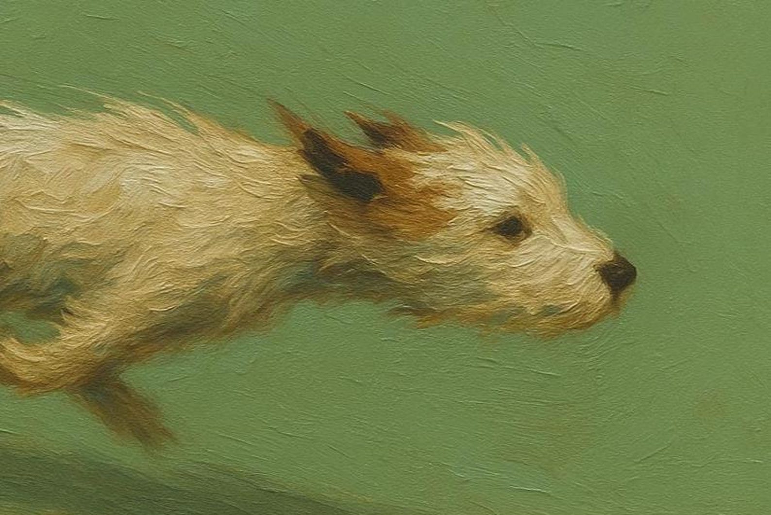 Dog With Zoomies Oil Painting Print: Rustic Pet Art - Etsy