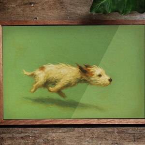 Dog With Zoomies Oil Painting Print: Rustic Pet Art - Etsy UK