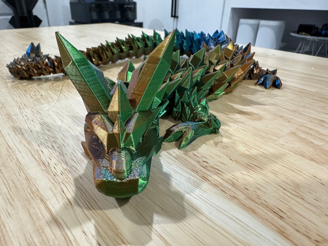 24" Flexible and Articulating Crystal Dragon by Cinderwing - 3D Printed ...
