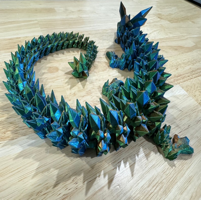 24" Flexible and Articulating Crystal Dragon by Cinderwing - 3D Printed ...