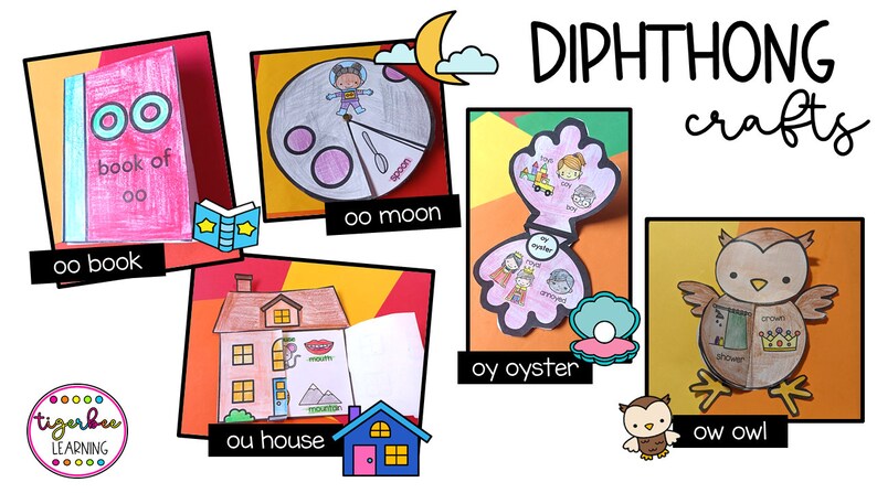 Vowel Teams and Diphthongs Phonics Crafts - Etsy