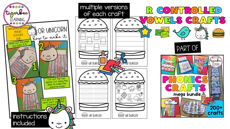 R Controlled Vowels Crafts | Phonics Crafts - Etsy