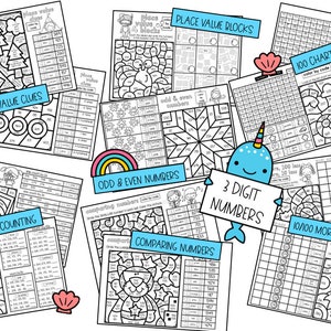 Place Value Math Color by Codes: 2 Digit and 3 Digit Numbers - Etsy