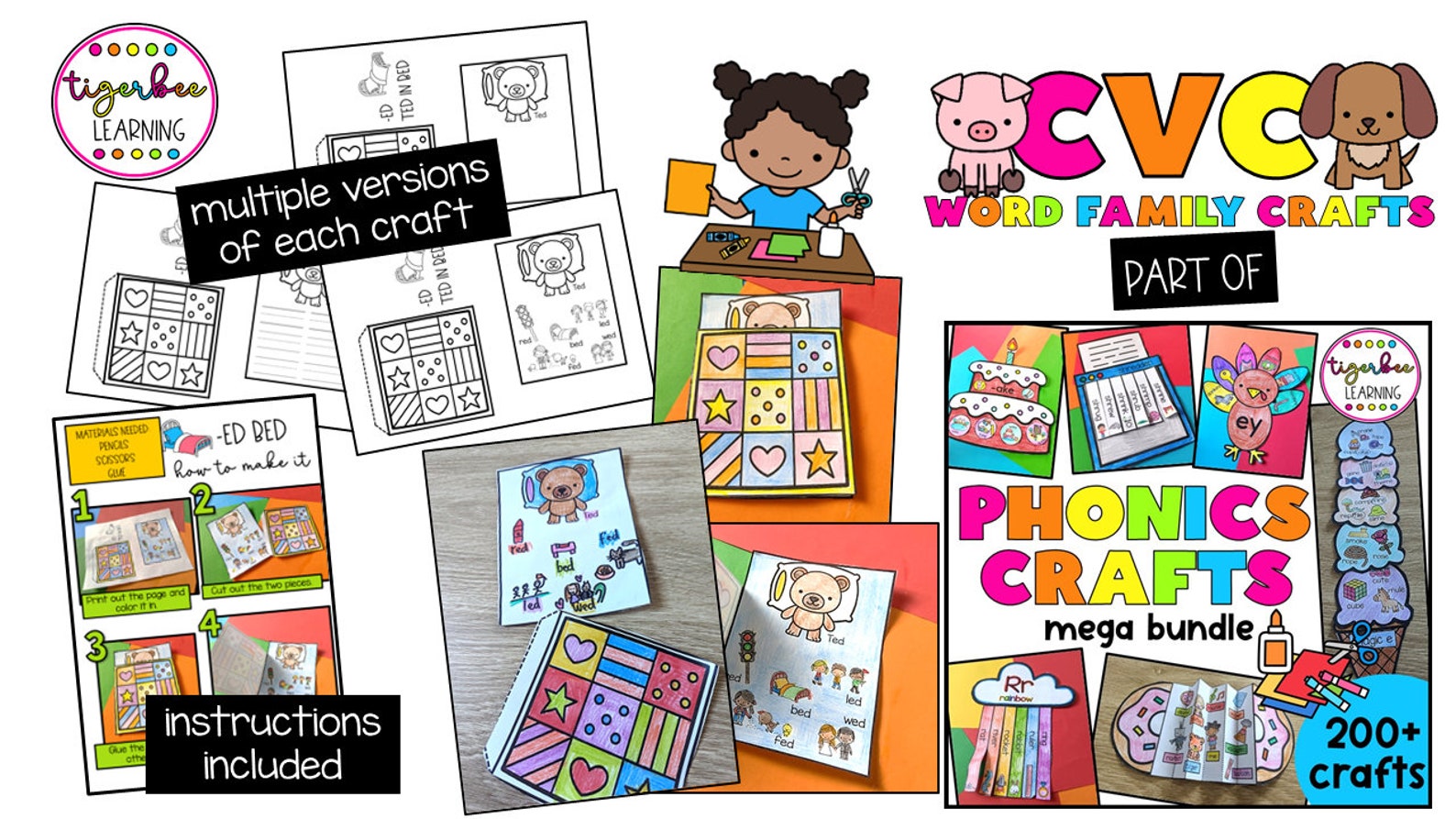 Short Vowel Word Family Crafts | CVC Words Crafts - Etsy