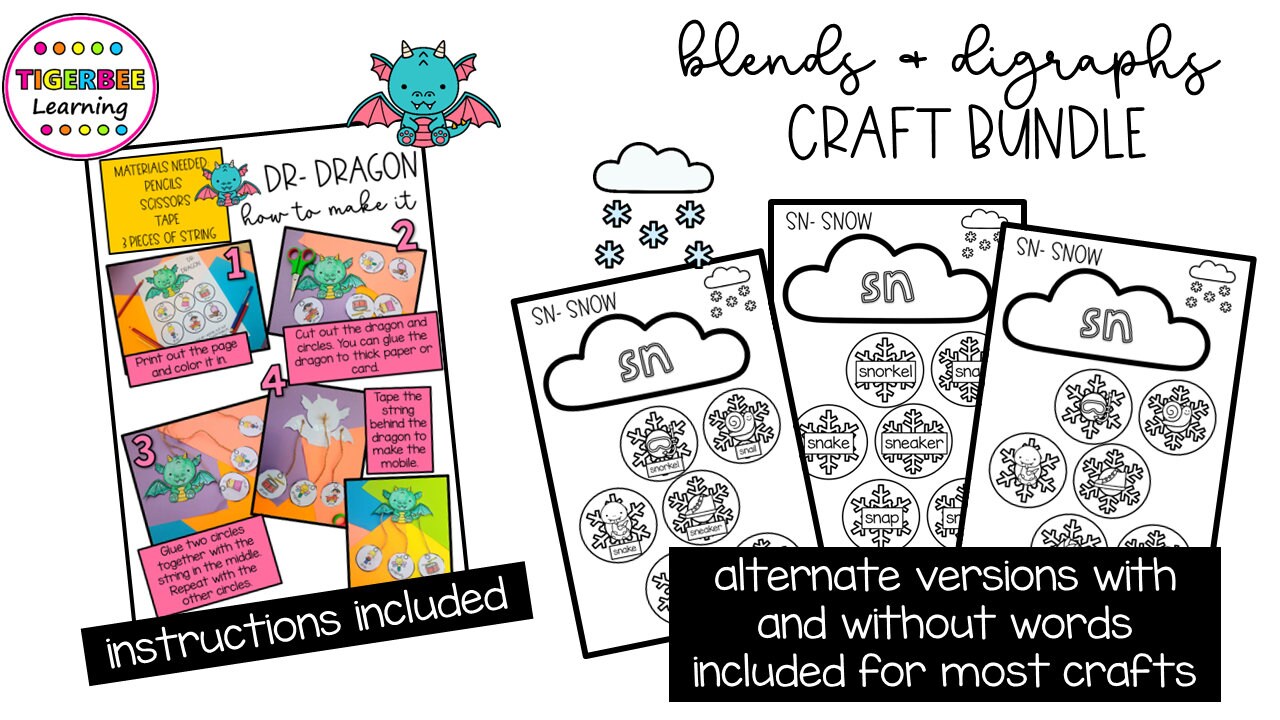 Blends and Digraphs Phonics Crafts - Etsy