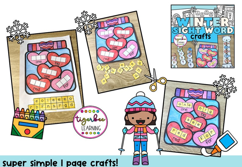 Winter Sight Words Crafts | Editable Sight Words Crafts - Etsy