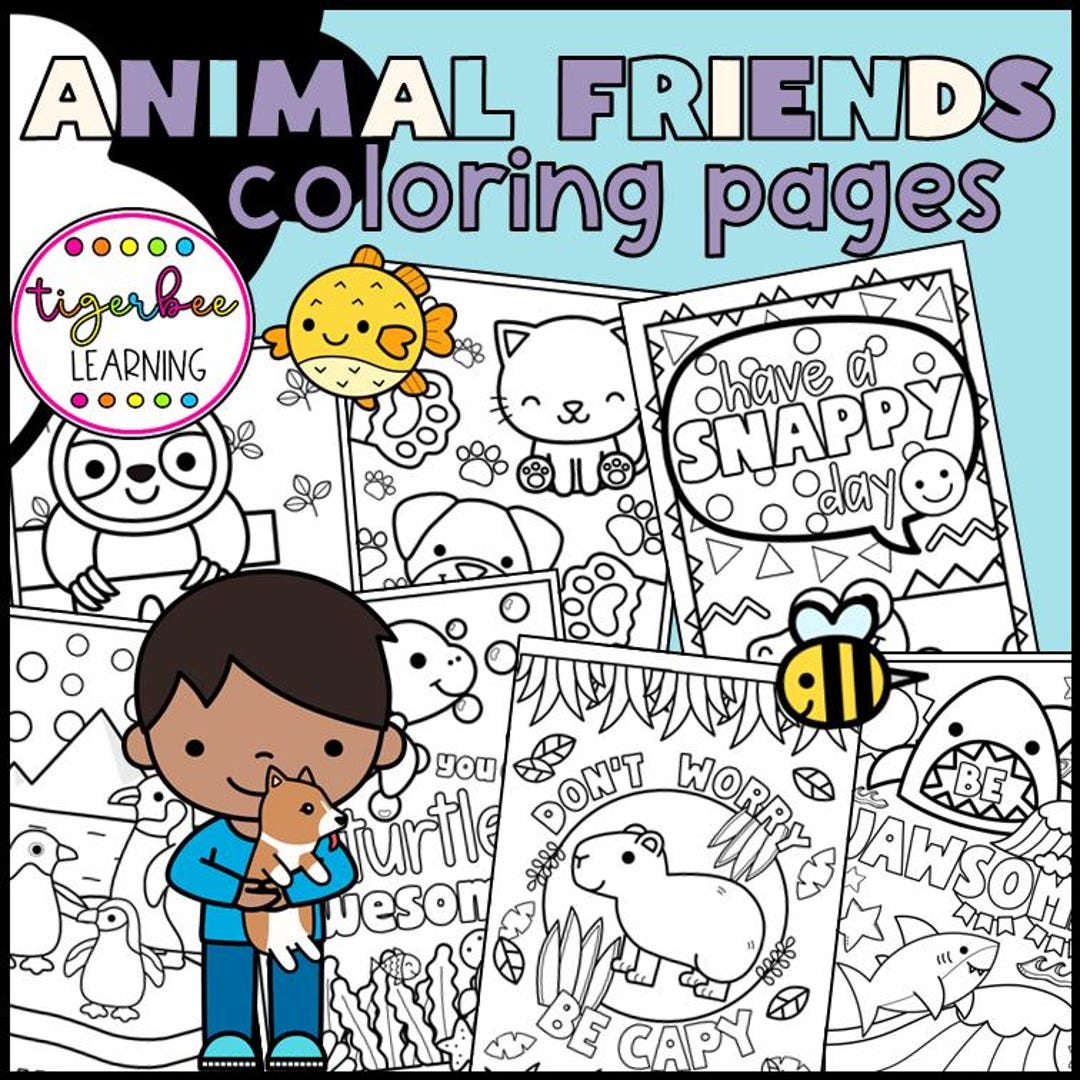 Animal Friends Coloring Pages | Inspirational Quotes Coloring Pages - Etsy