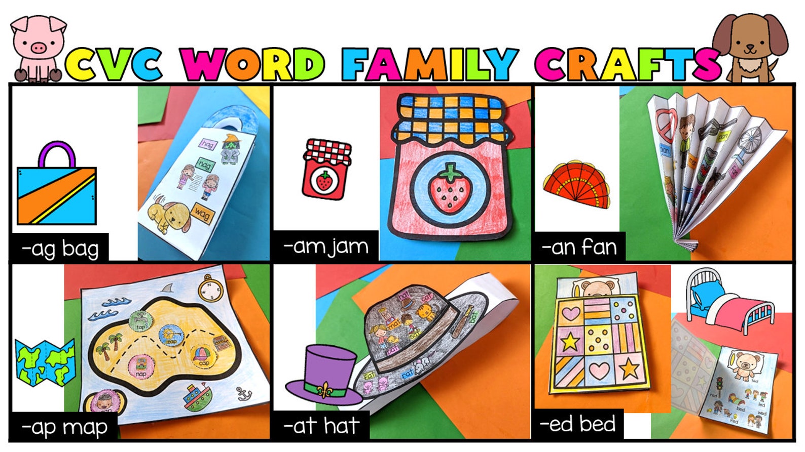 Short Vowel Word Family Crafts | CVC Words Crafts - Etsy