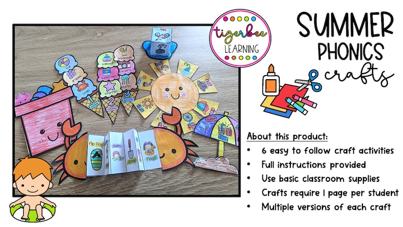 Summer Phonics Crafts: CVC, Blends, Magic E, Syllables and More - Etsy