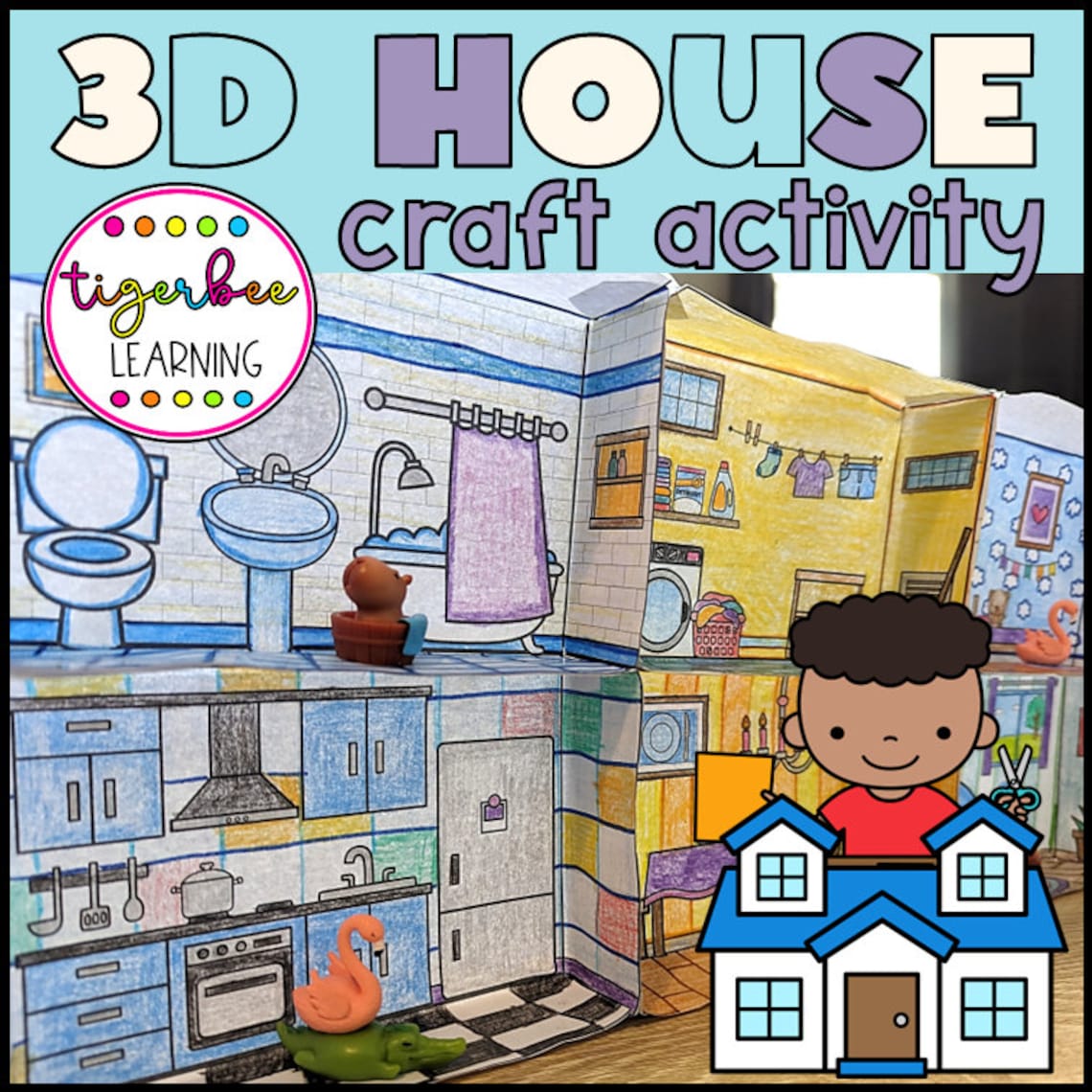 3D Paper House Craft | Rooms in a House Craftivity - Etsy