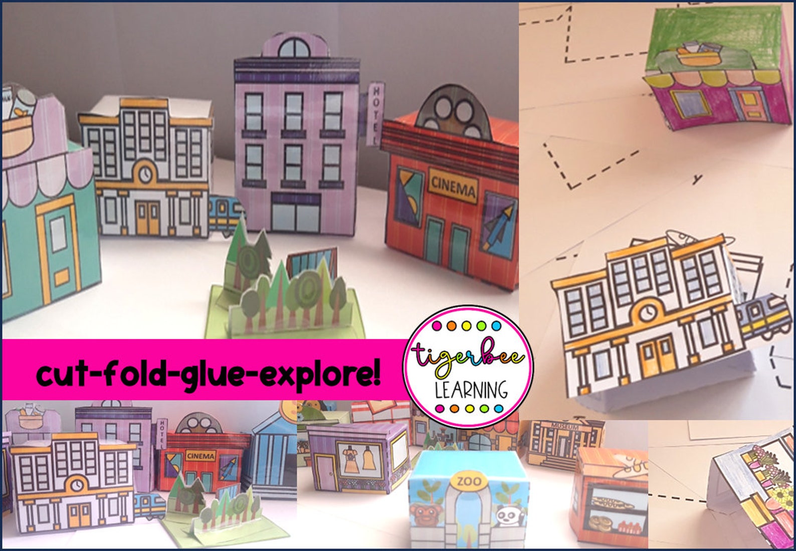 3D Paper Town Project With 20 Places in Town - Etsy