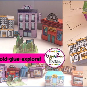 3D Paper Town Project With 20 Places in Town - Etsy