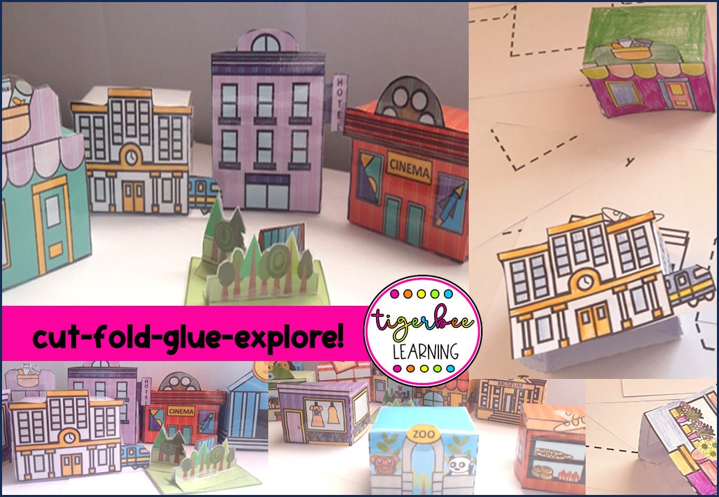 3D Paper Town Project With 20 Places in Town - Etsy