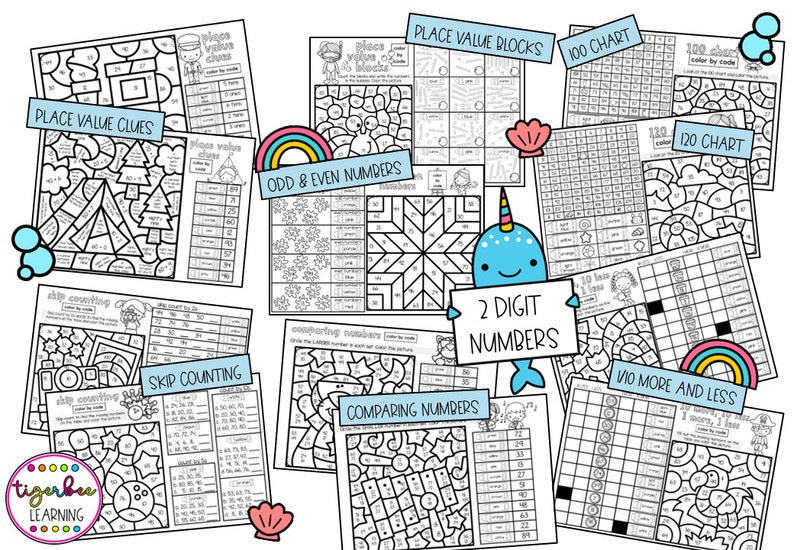 Place Value Math Color by Codes: 2 Digit and 3 Digit Numbers - Etsy