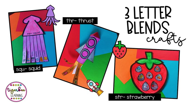 Three Letter Blends Crafts | Beginning Trigraphs Phonics Crafts - Etsy