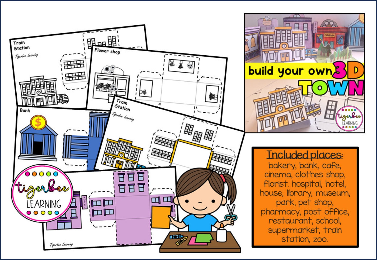 3D Paper Town Project With 20 Places in Town - Etsy