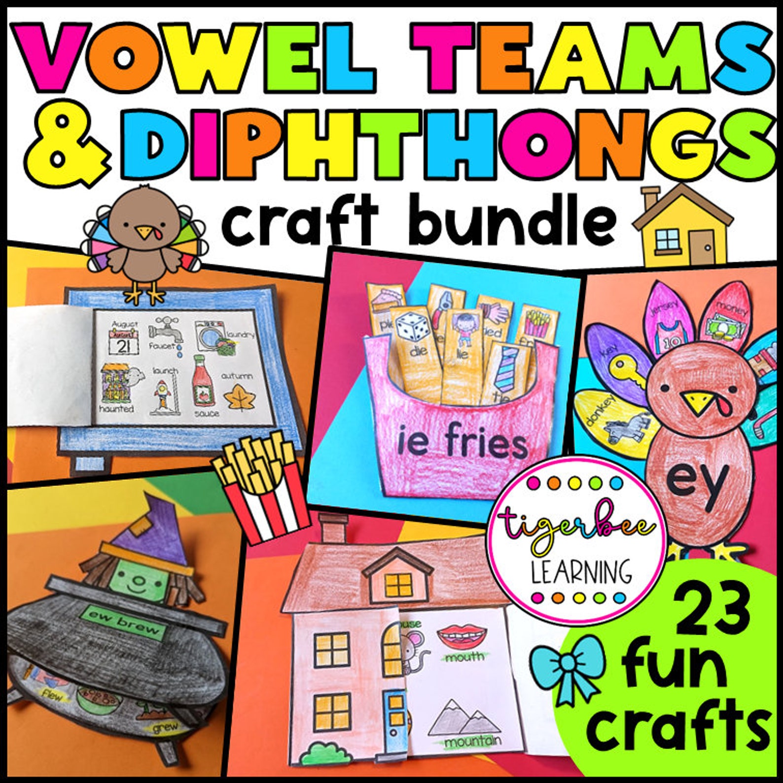 Vowel Teams and Diphthongs Phonics Crafts - Etsy
