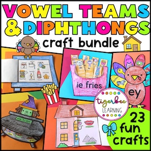 Vowel Teams and Diphthongs Phonics Crafts - Etsy