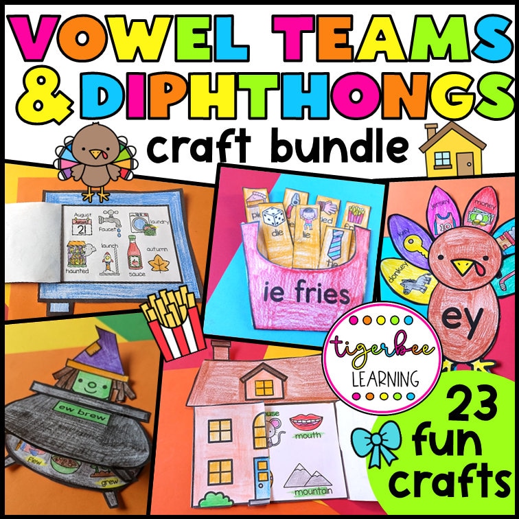 Vowel Teams and Diphthongs Phonics Crafts - Etsy