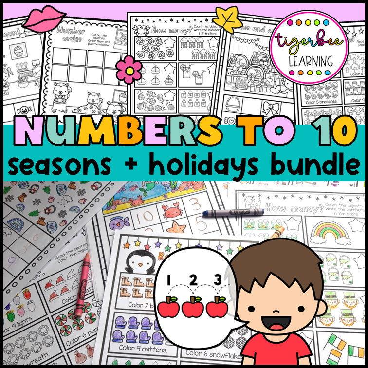 Numbers 1 to 10 Counting Practice Yearlong Bundle - Etsy