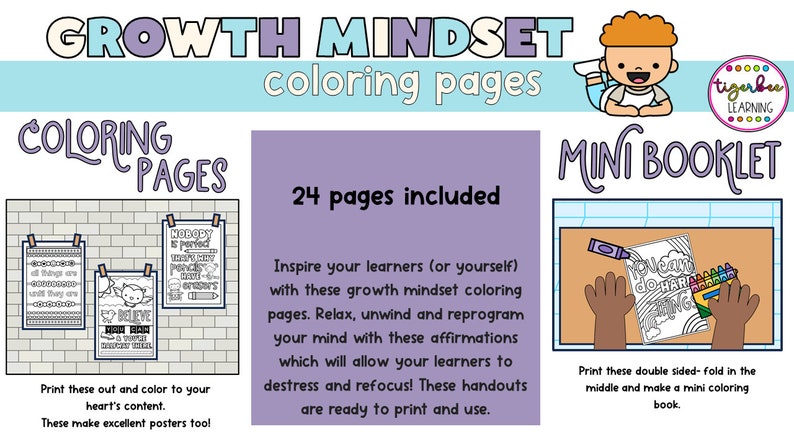 Growth Mindset Coloring Pages | Inspiring Quotes Pages - Etsy