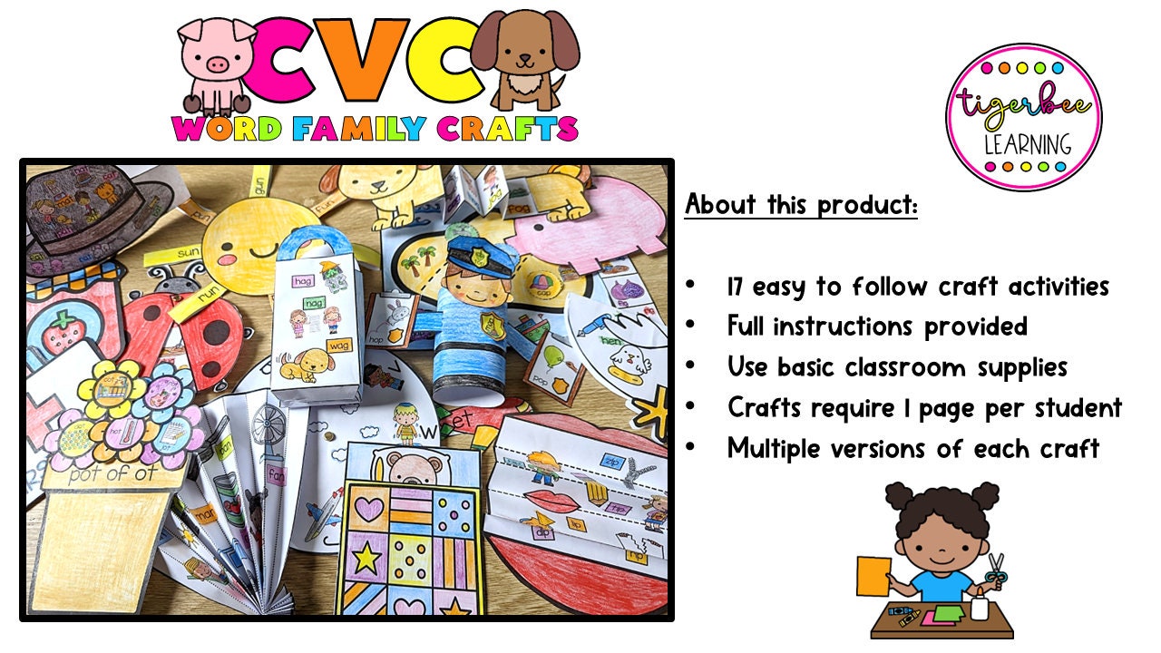 Short Vowel Word Family Crafts | CVC Words Crafts - Etsy
