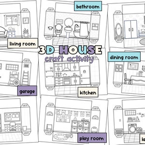 3D Paper House Craft | Rooms in a House Craftivity - Etsy