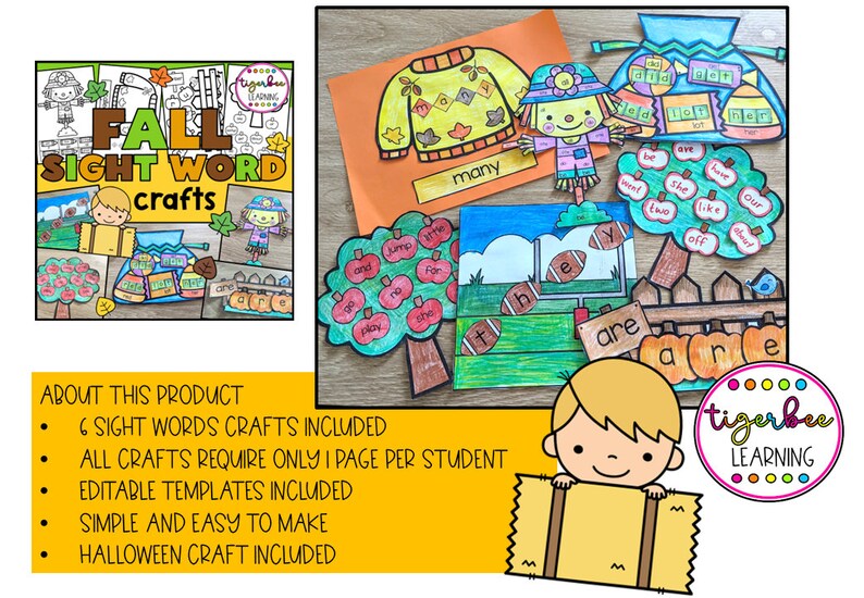 Fall Sight Words Crafts | Editable Sight Words Crafts - Etsy