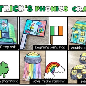 St. Patrick's Day Phonics Crafts: CVC, Beginning Blends, Vowel Teams ...