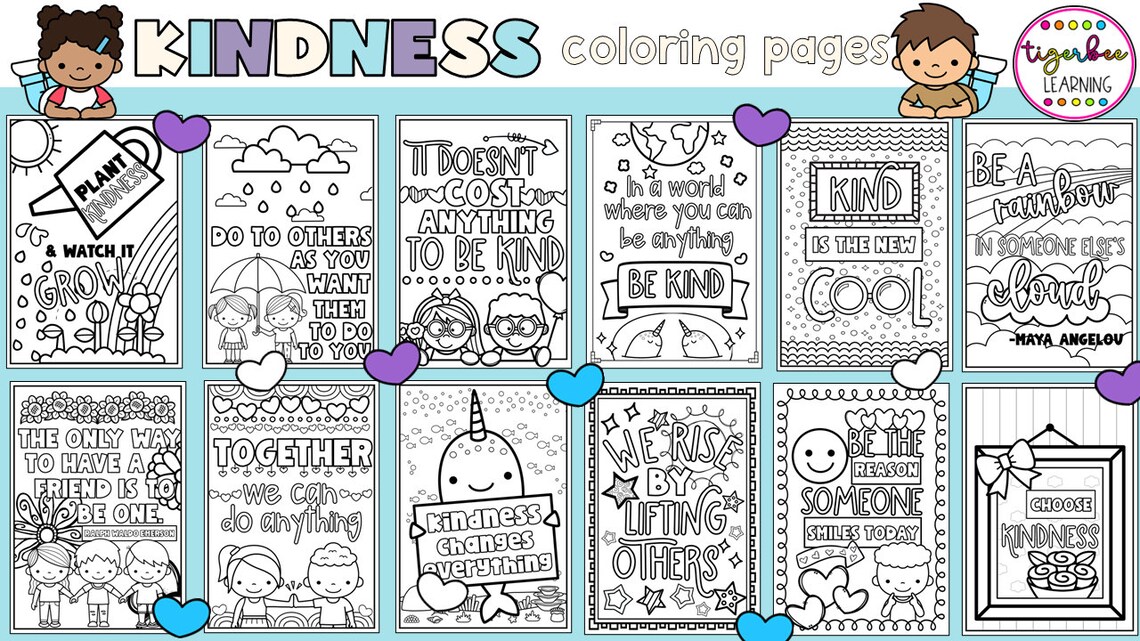 Kindness Coloring Pages | Inspiring Quotes Coloring Pages - Etsy