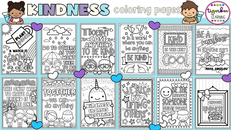 Kindness Coloring Pages | Inspiring Quotes Coloring Pages - Etsy