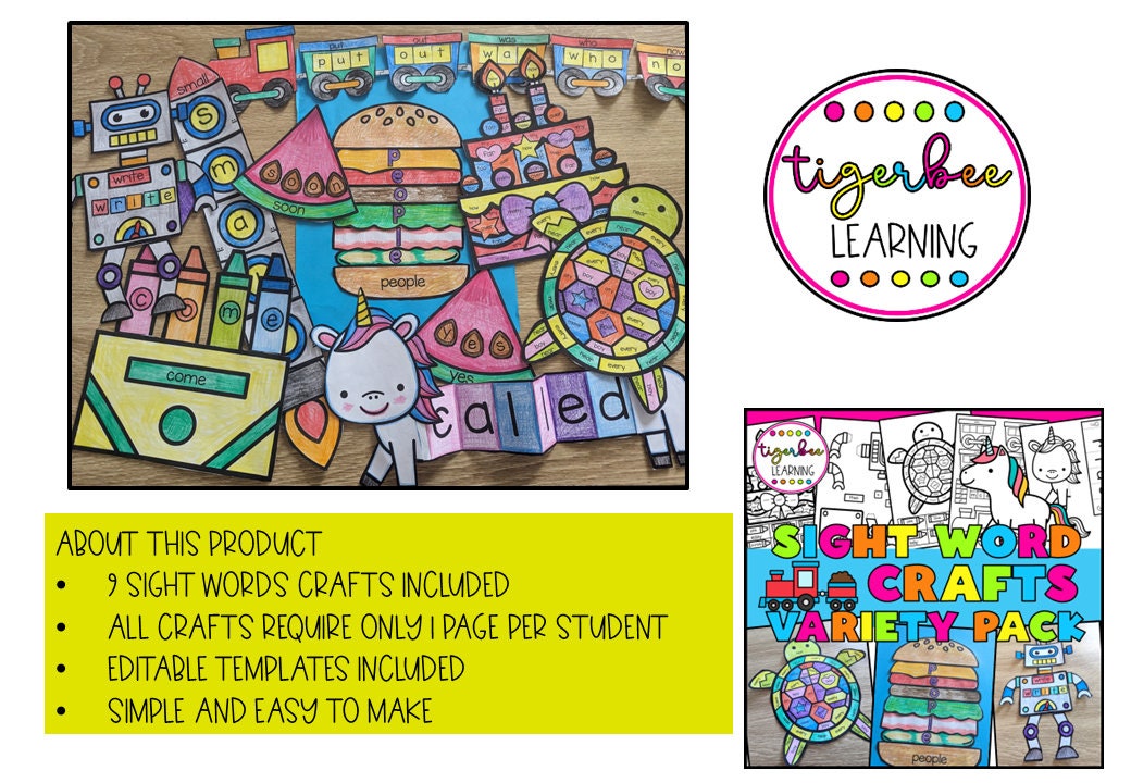 Sight Words Crafts | Editable Sight Words Crafts - Etsy