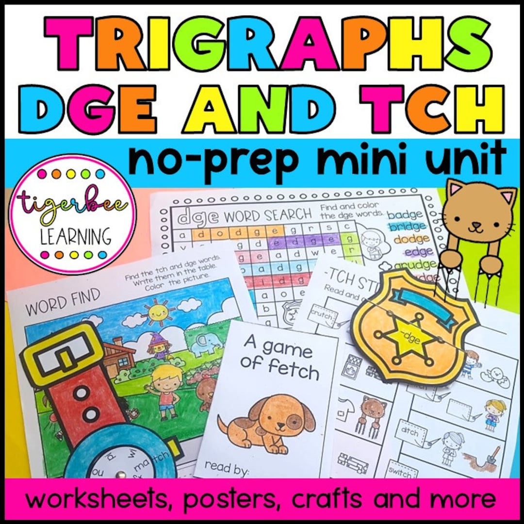 Trigraphs DGE y TCH hojas de trabajo manualidades carteles trabajo de ...