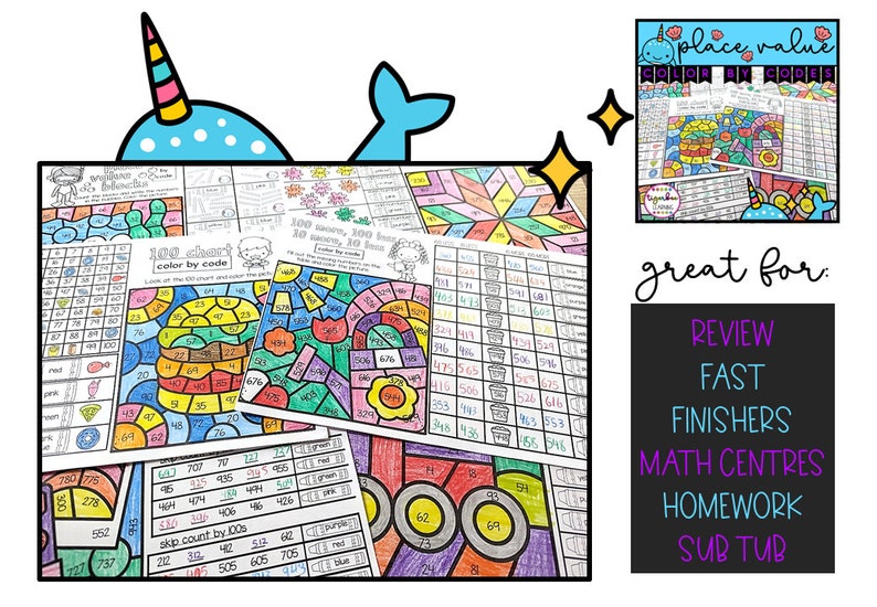 Place Value Math Color by Codes: 2 Digit and 3 Digit Numbers - Etsy