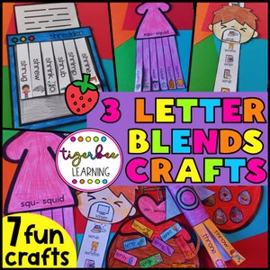 Three Letter Blends Crafts | Beginning Trigraphs Phonics Crafts - Etsy