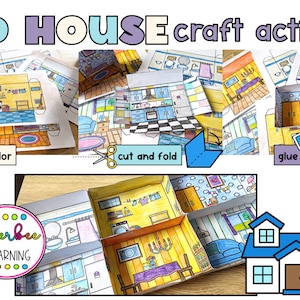 3D Paper House Craft | Rooms in a House Craftivity - Etsy