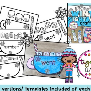 Winter Sight Words Crafts | Editable Sight Words Crafts - Etsy