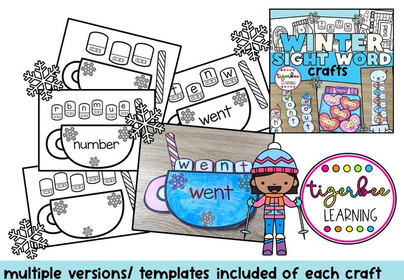 Winter Sight Words Crafts | Editable Sight Words Crafts - Etsy